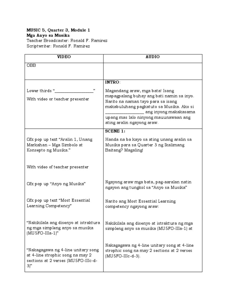 GRADE 5 MUSIC Quarter 3 Module 1 | PDF