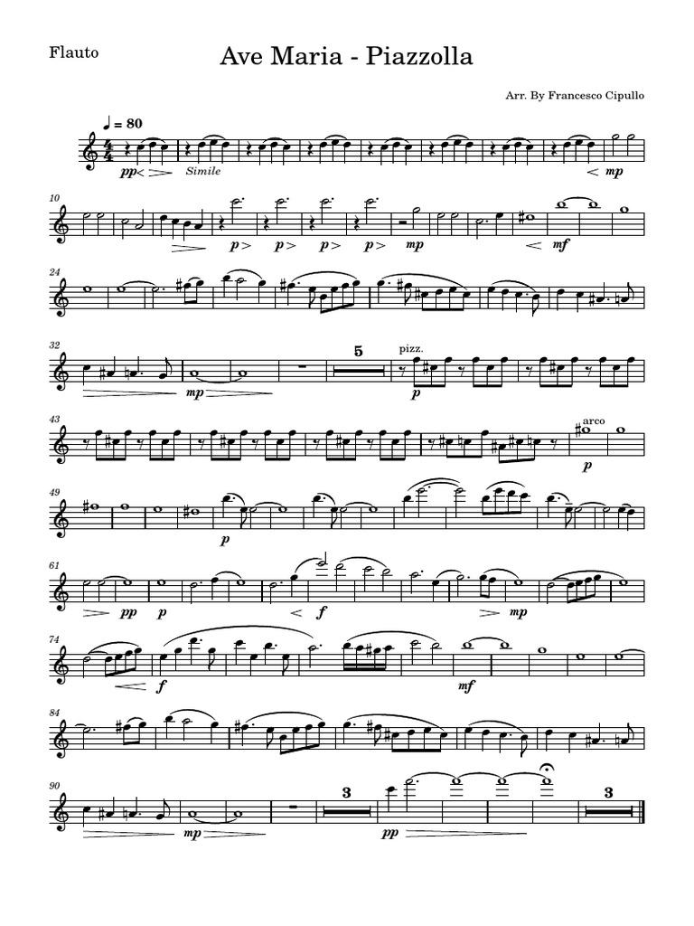 Ave Maria - Piazzolla-Flauto | PDF