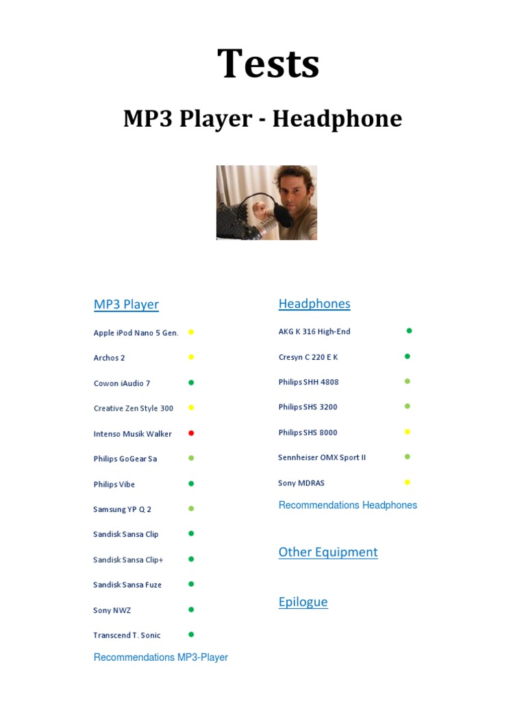 Tests - MP3 Player, Headphone (24.06.2011) | PDF | Headphones | Audio ...