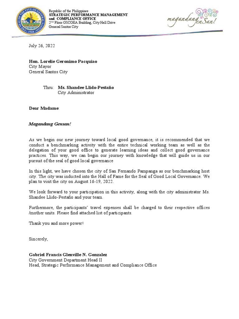 Hon. Lorelie Geronimo Pacquiao: Magandang Gensan! | PDF