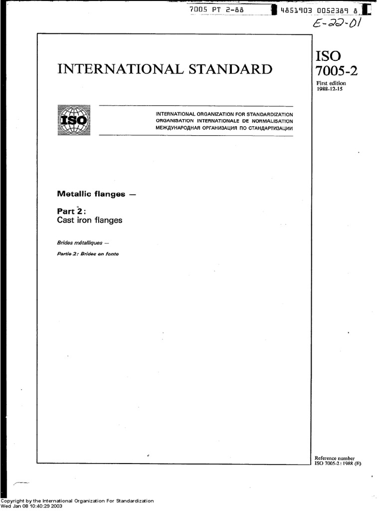 ISO 7005 2 1988, Metallic Flanges | PDF | International Organization ...