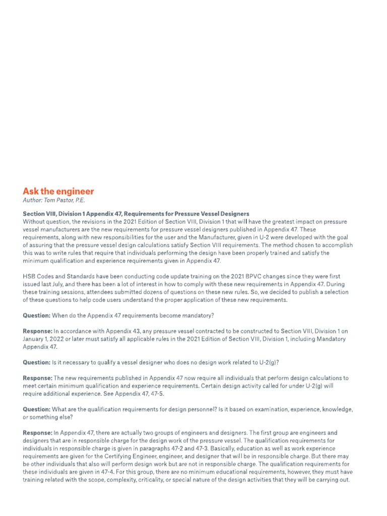 Appendix 47 ASME VIII-1 2021 - Requirements For Pressure Vessel ...