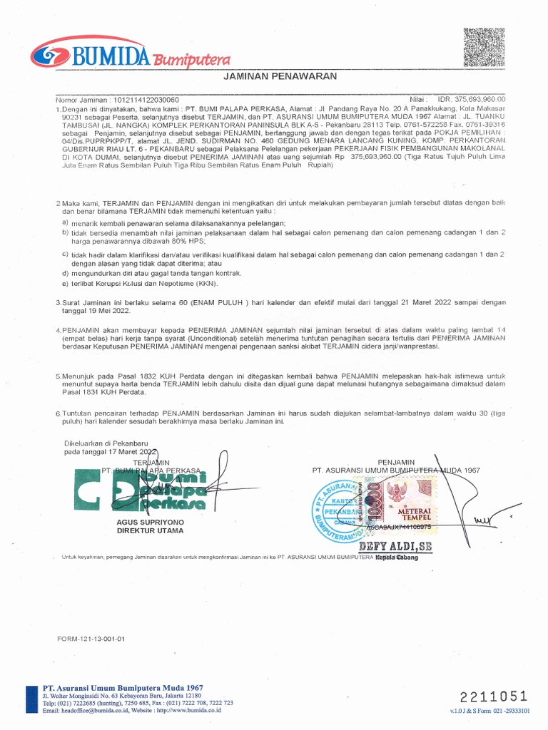 Jaminan Penawaran Pt. Bumi Palapa Perkasa | PDF
