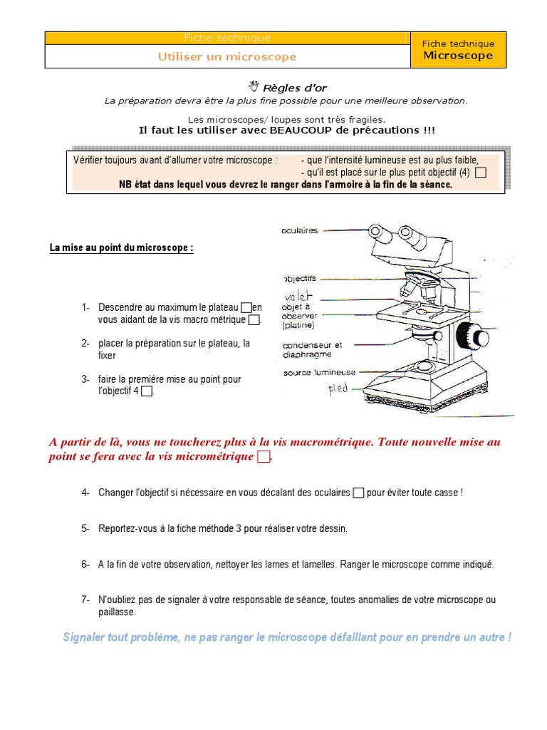 Fiche Technique Microscope | PDF