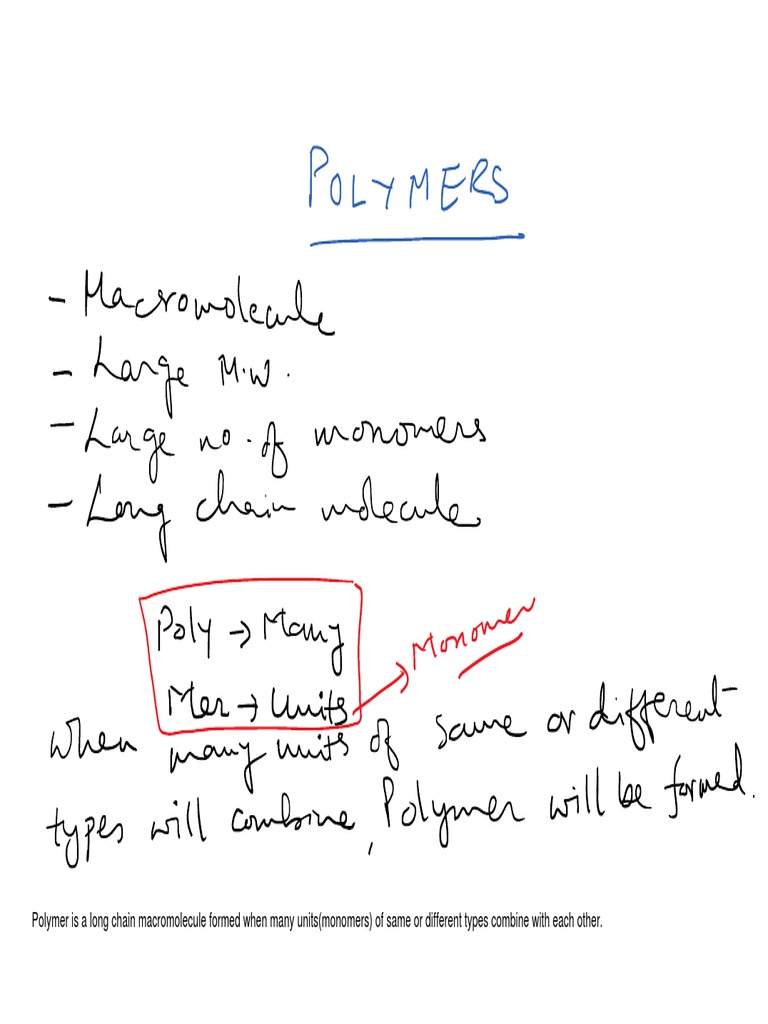 Polymers - Hand Written Notes | PDF | Polymers | Copolymer