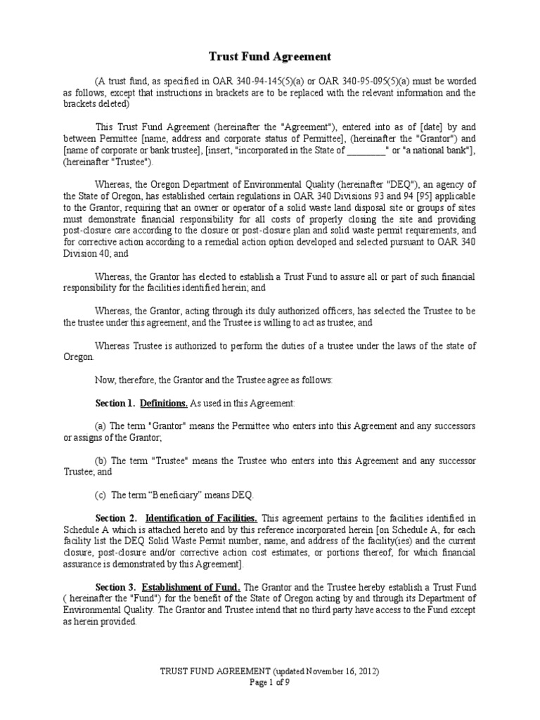 fa-TrustFundFormat | PDF | Trust Law | Indemnity