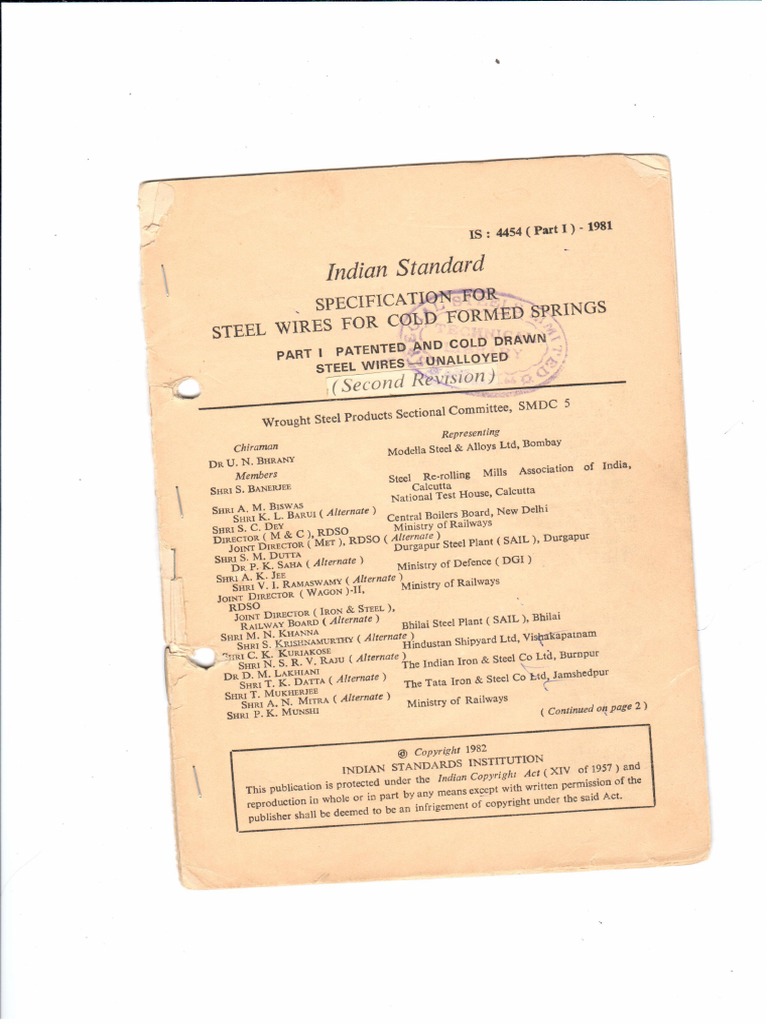 Is Standard Is 4454-Part I-1981 | PDF