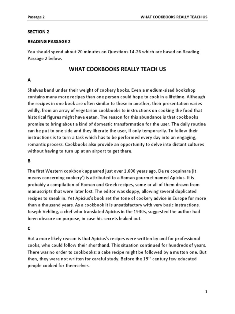 07 Passage 2 - WHAT COOKBOOKS REALLY TEACH US Q14-26 | PDF | Cookbooks ... 07 Passage 2 - WHAT COOKBOOKS REALLY TEACH US Q14-26 | PDF | Cookbooks ...