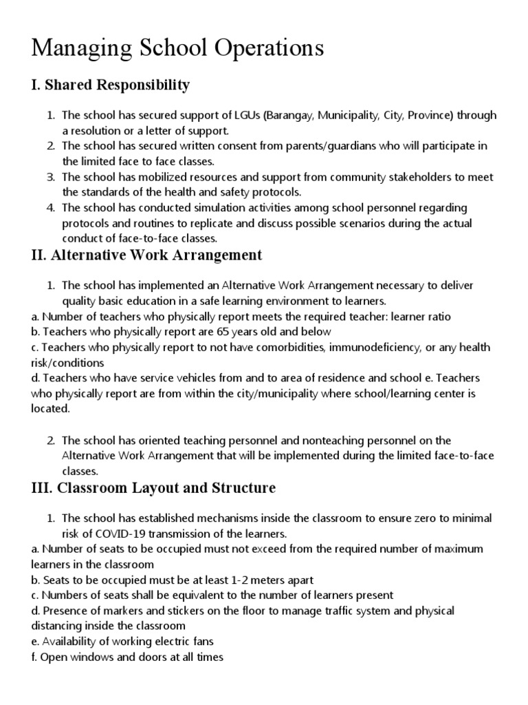 Managing School Operations | PDF | Personal Protective Equipment | Learning