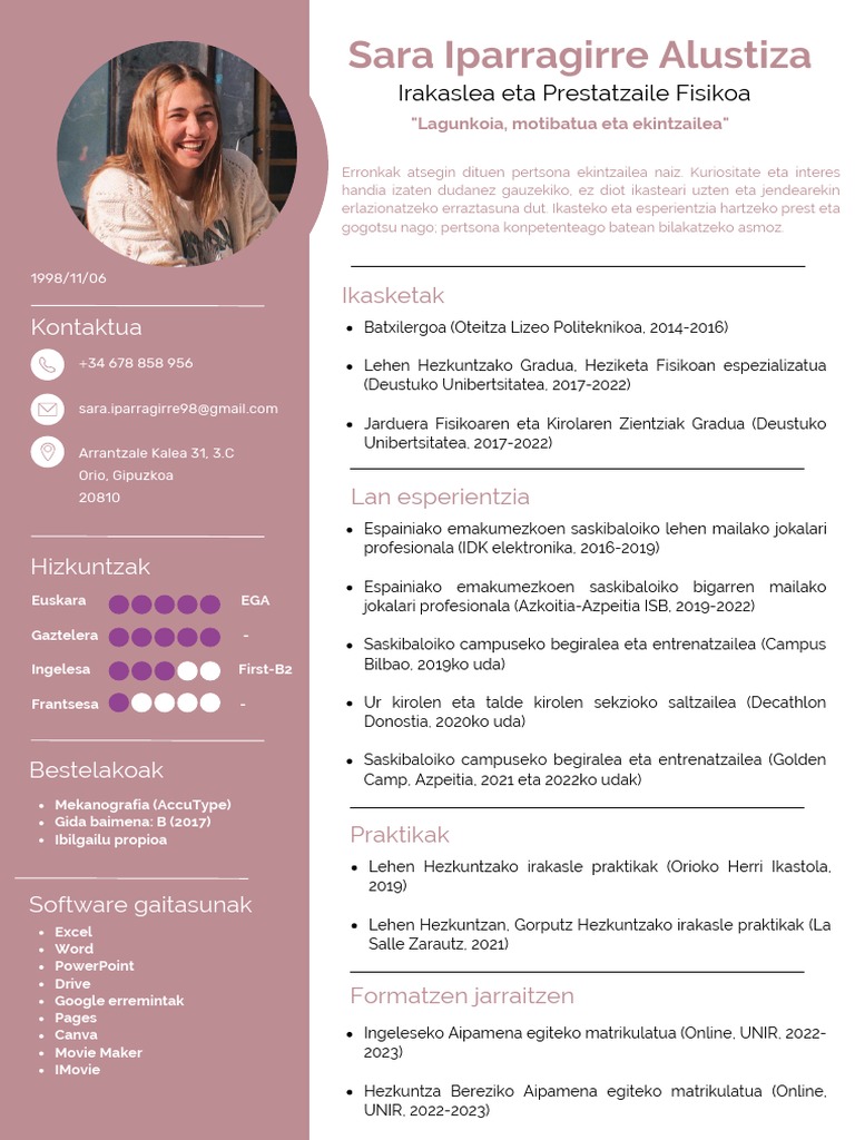 CV Sara Iparragirre Alustiza | PDF