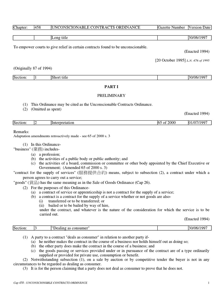 Unconscionable Contracts Ordinance | PDF | Public Law | Private Law
