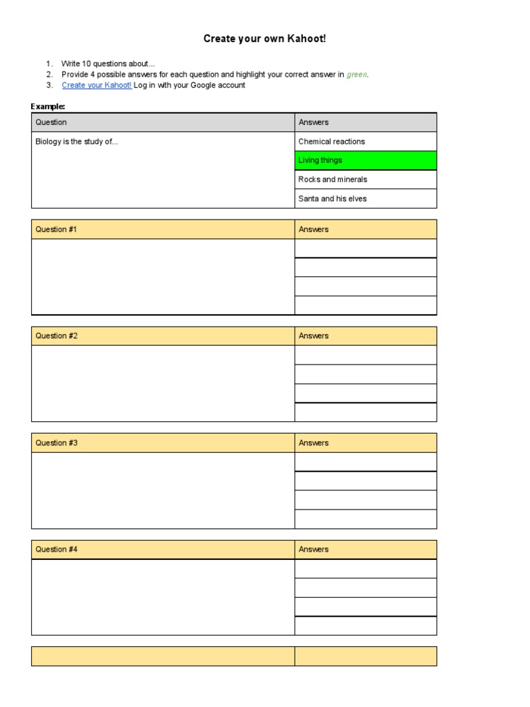 Make Your Own Kahoot! (Teacher) | PDF