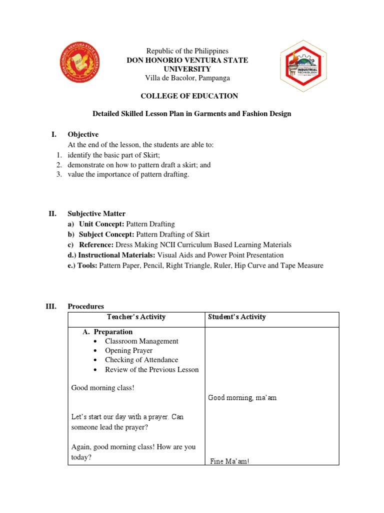 Skirt - Lesson Plan - Medina Kathlen Kate | PDF | Skirt | Clothing