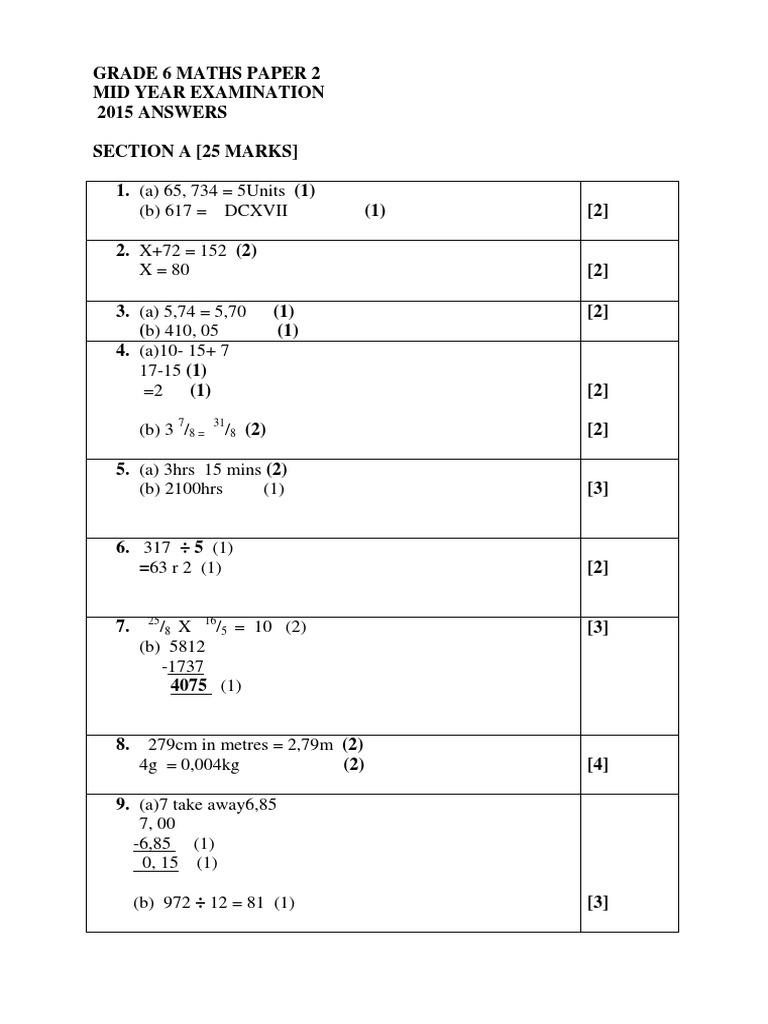 GRADE-6-MATHS-PAPER-2-ANSWERS-2015 | PDF