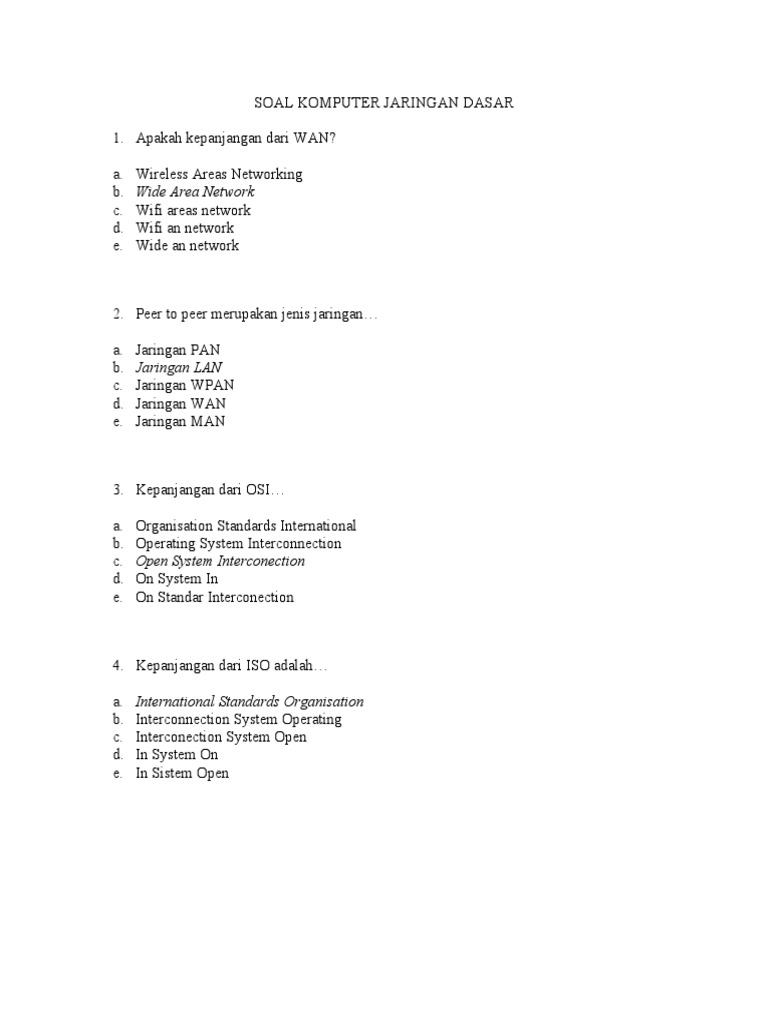 Latihan Soal Komputer Dan Jaringan Dasar | PDF