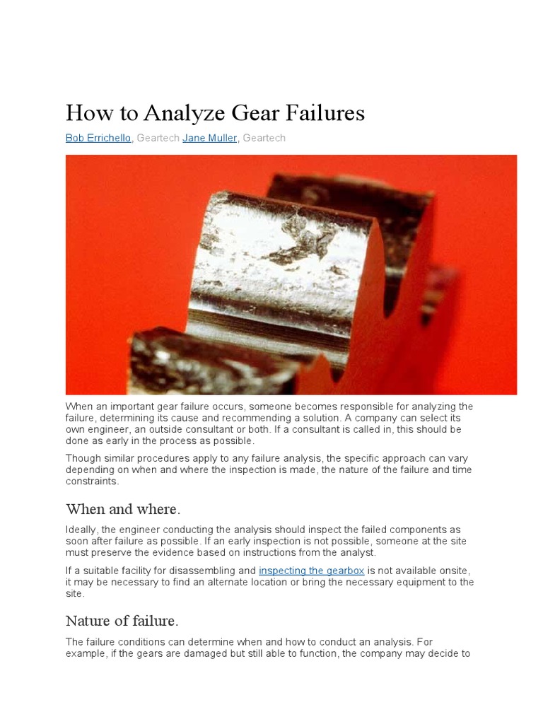How To Analyze Gear Failures: When and Where | PDF | Fracture | Wear
