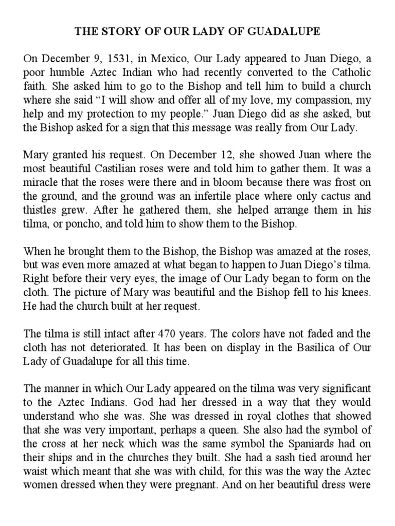 The Story of Our Lady of Guadalupe | PDF