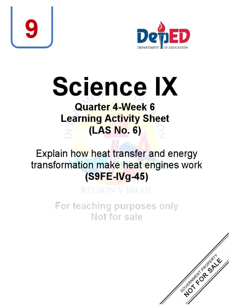 Science IX: Quarter 4-Week 6 Learning Activity Sheet (LAS No. 6) | PDF ...