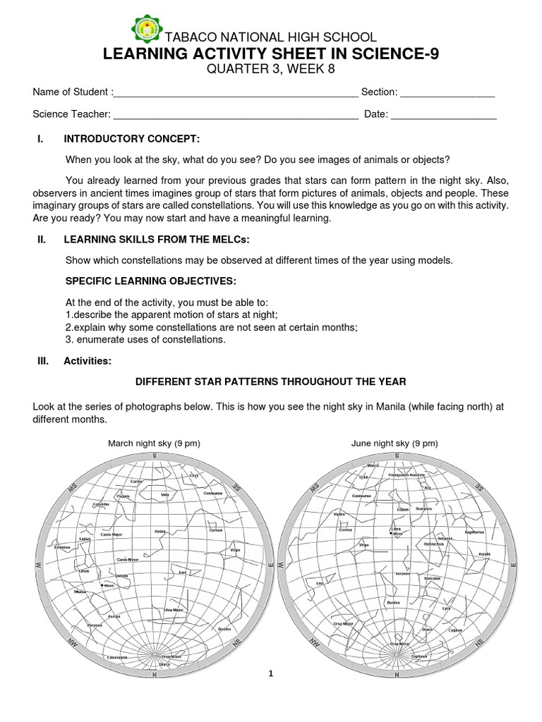 Final Revised Las in Science 9 q3w8 | PDF | Constellation | Stars