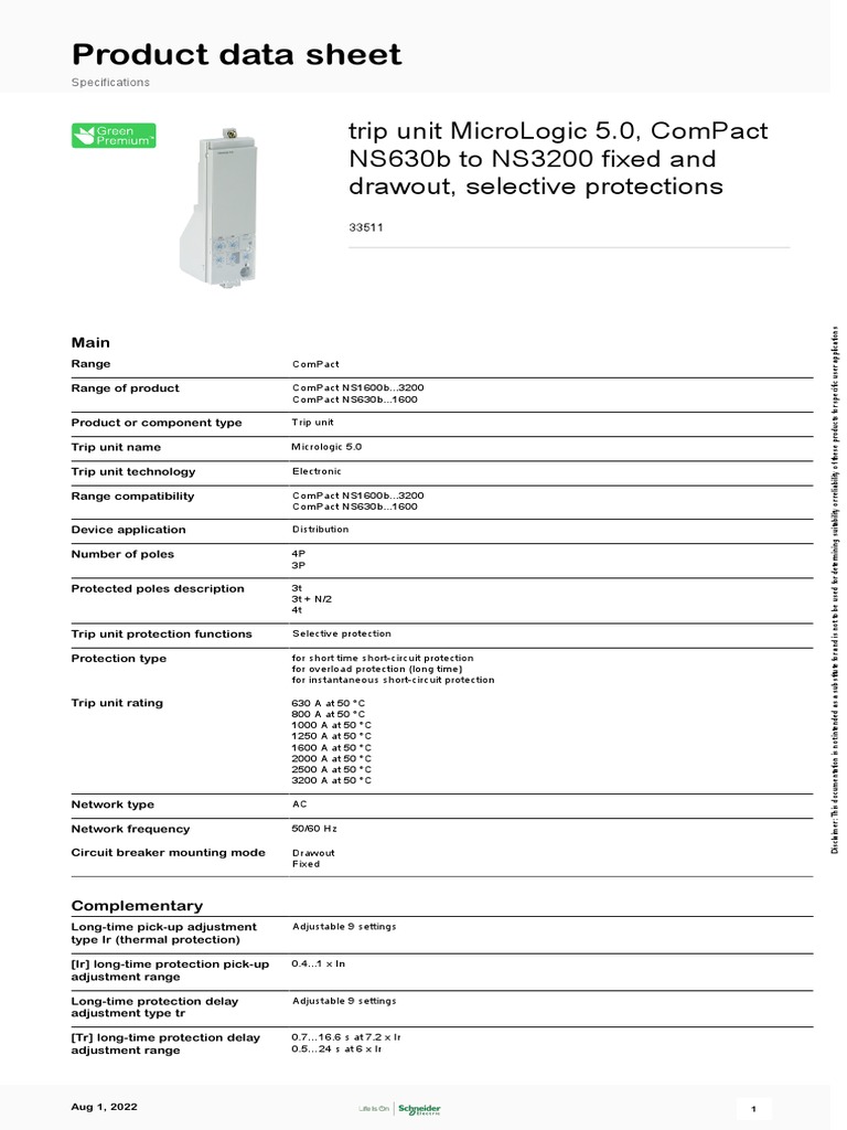 MicroLogic 5.0 Trip Unit for ComPact NS630b to NS3200 Circuit Breakers ...