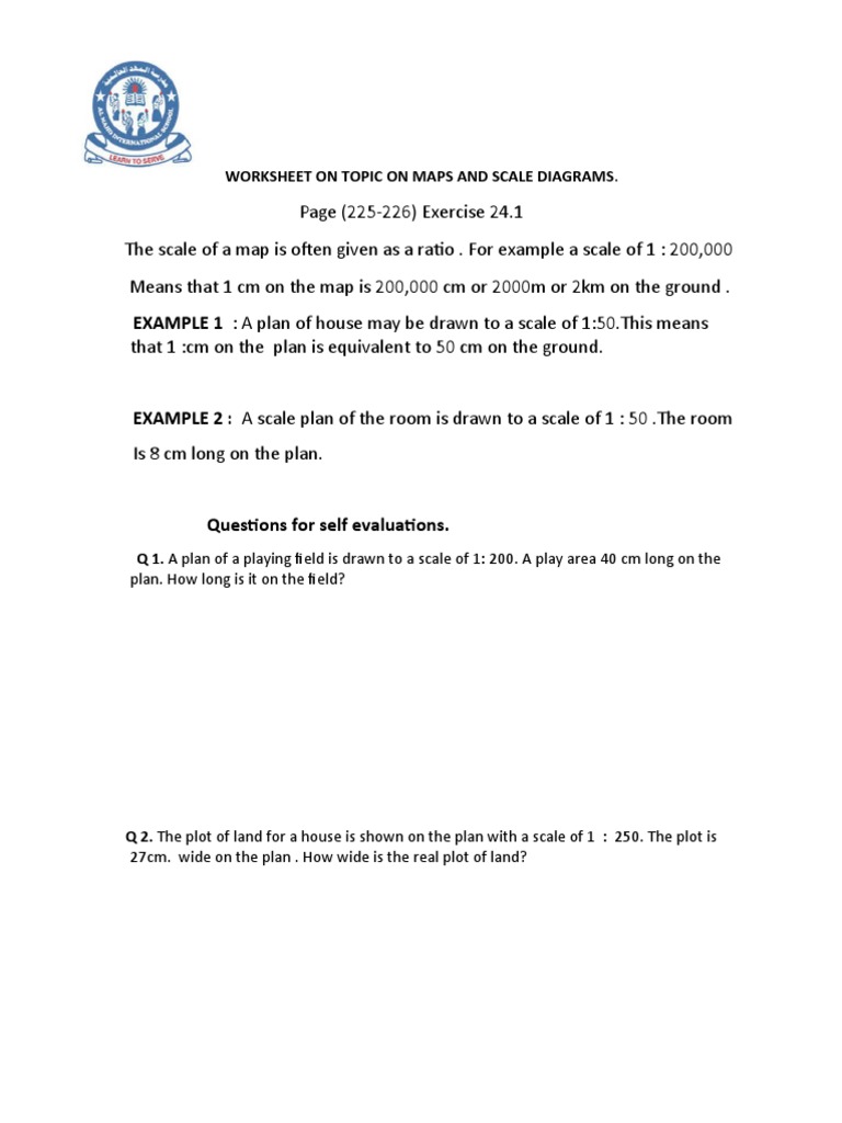 Worksheet On Topic On Maps and Scale Diagrams | PDF