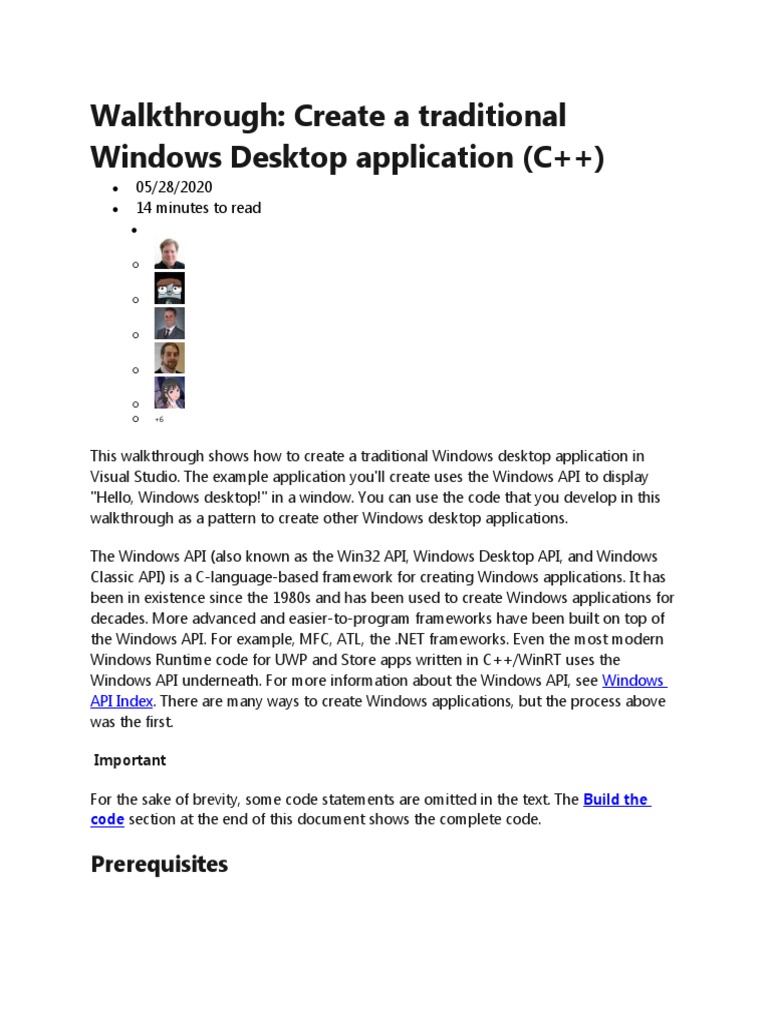 Walkthrough: Create A Traditional Windows Desktop Application (C++) | Download Free PDF ...