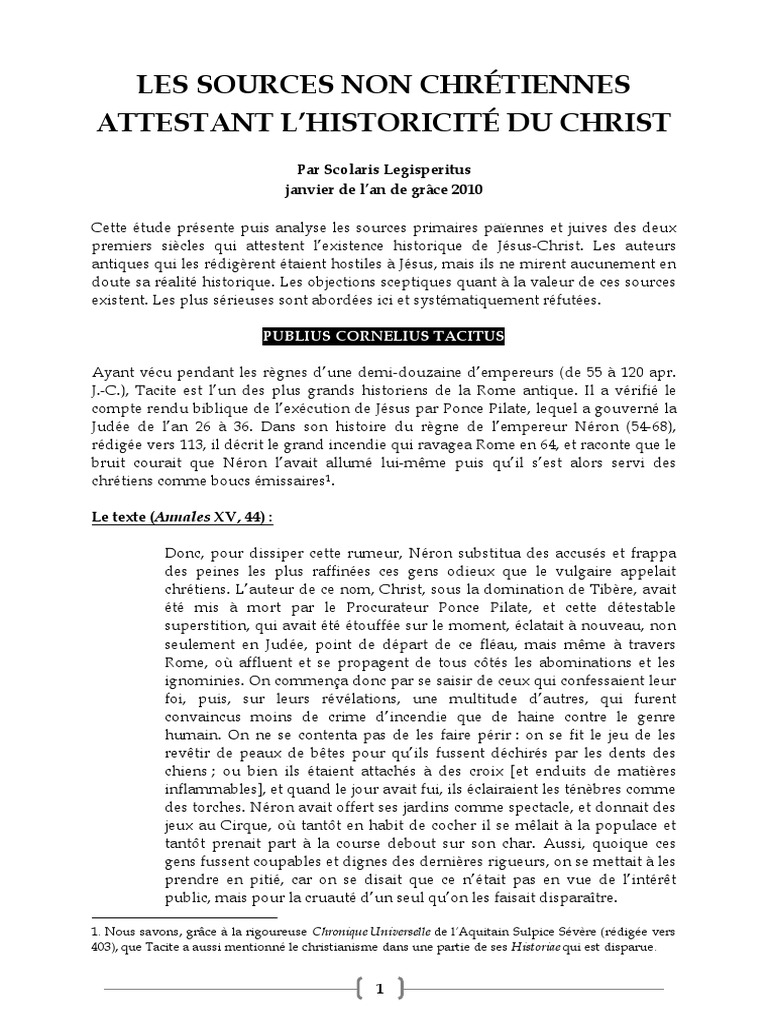 Sources Historiques Non Chrétiennes de Jésus | PDF | Flavius Josèphe ...