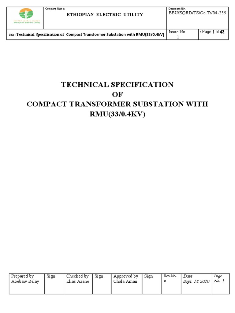 Compact Transformer Substation Technical Specification | PDF ...