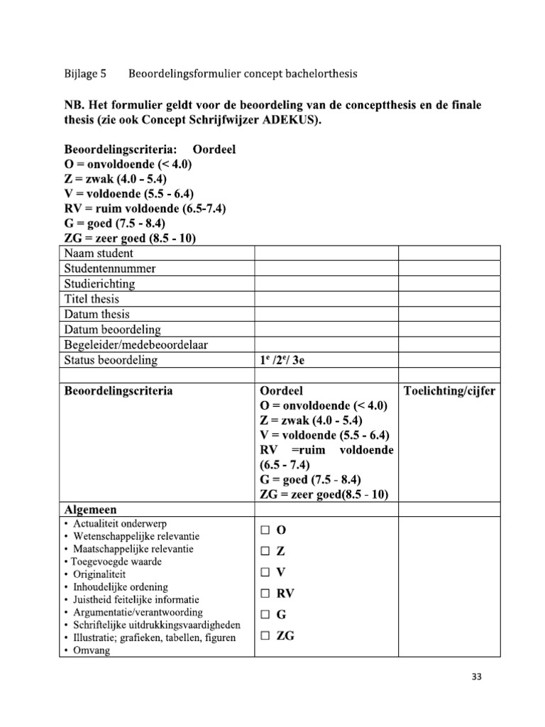Beoordelingsformulier | PDF
