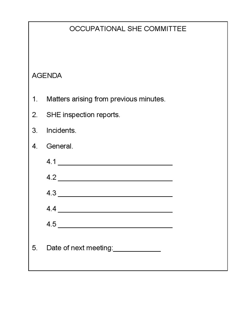 She Committee Minutes Template | PDF | Occupational Safety And Health ...