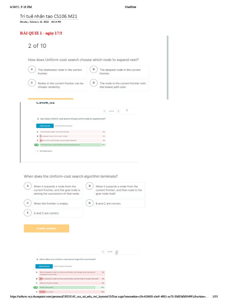 Quiz Artificial Intelligence | PDF