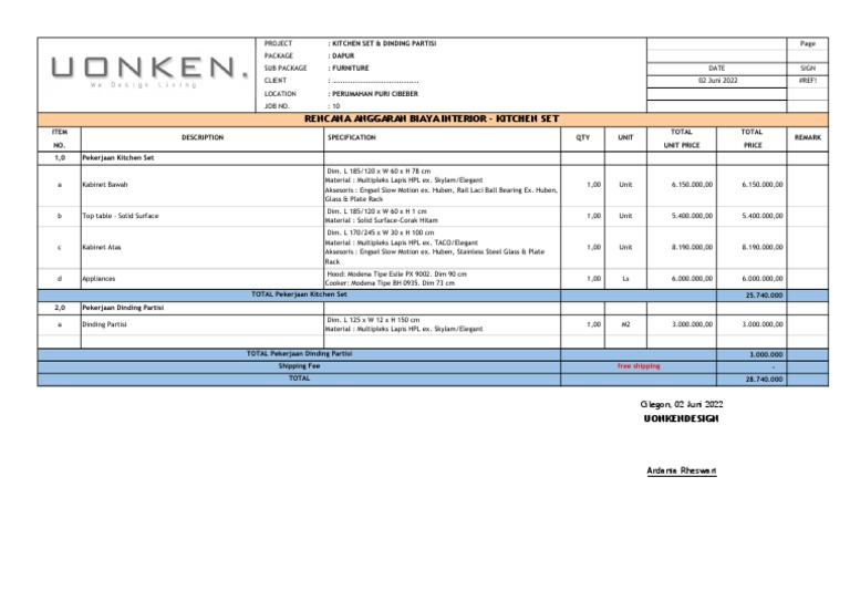 RAB Kitchen Set & Dinding Partisi | PDF | Cooking | Architectural Design