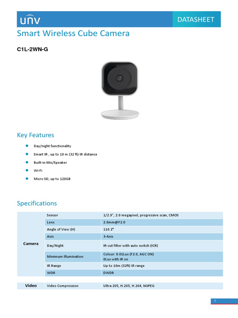 UNV C1L-2WN-G Smart Wireless Cube Camera V1.0 | PDF | Wi Fi | Ieee 802.11