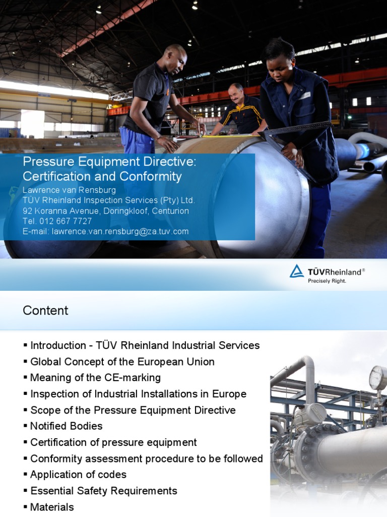 Pressure Equipment Directive: Certification and Conformity | PDF ...
