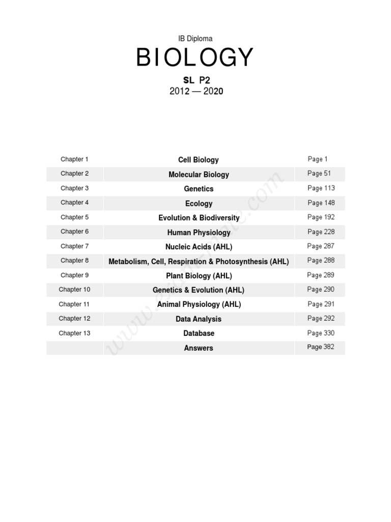 Bio SL Ib P 1 Exam Mate | PDF | Biology | Physiology