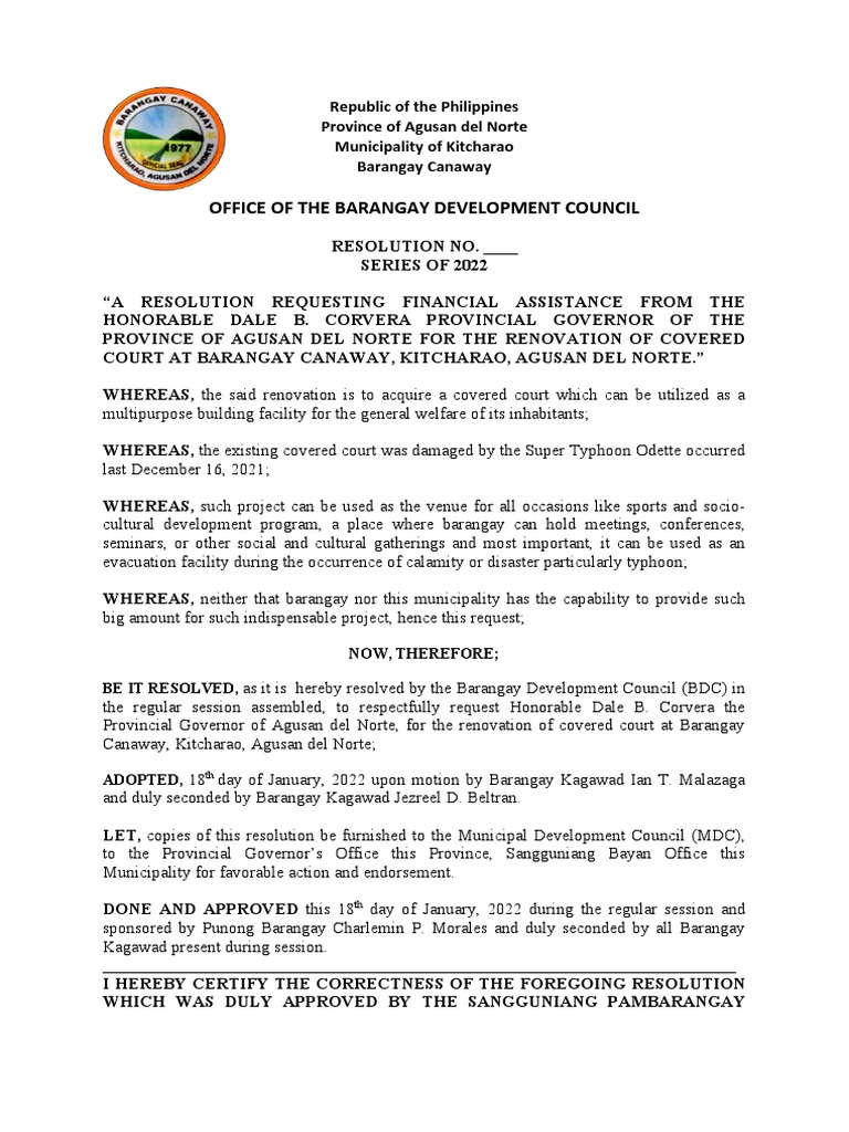 BDC Resolution No.00 | PDF | Tropical Cyclones | Pacific Typhoon Seasons