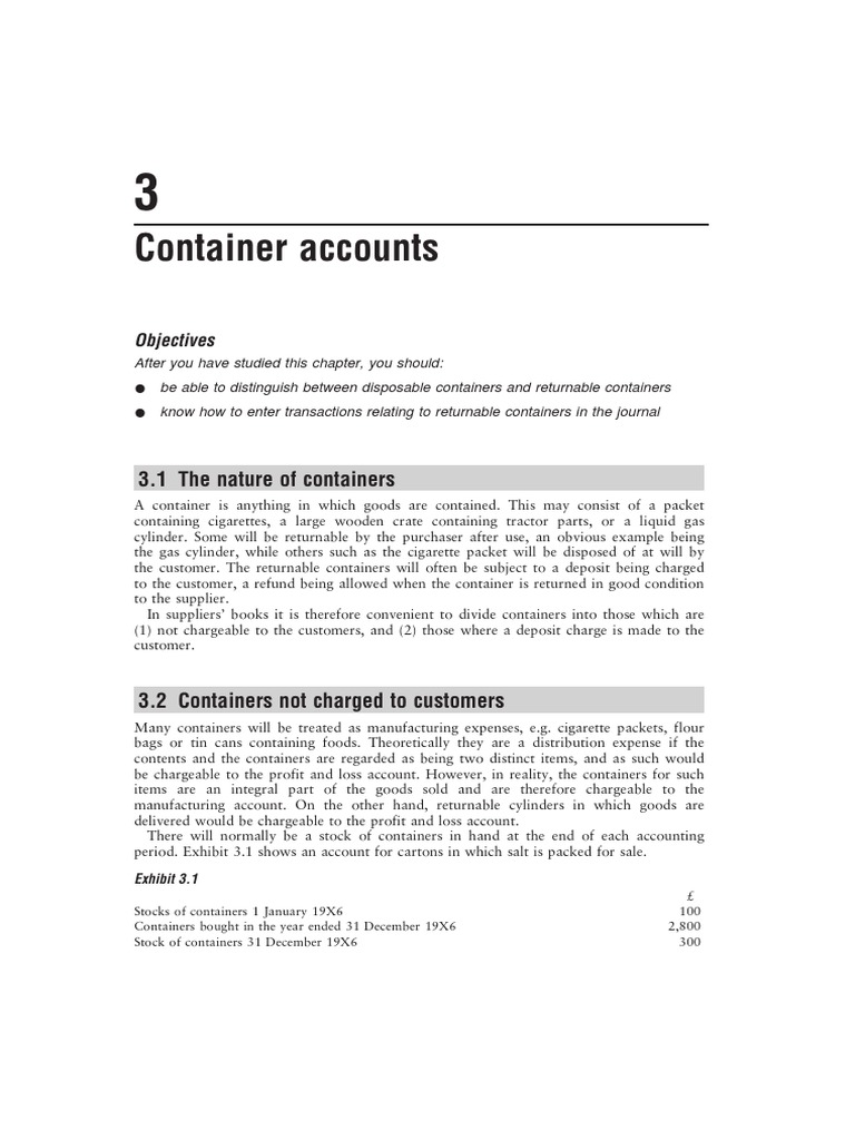 Container Accounts: 3.1 The Nature of Containers | PDF | Stocks ...