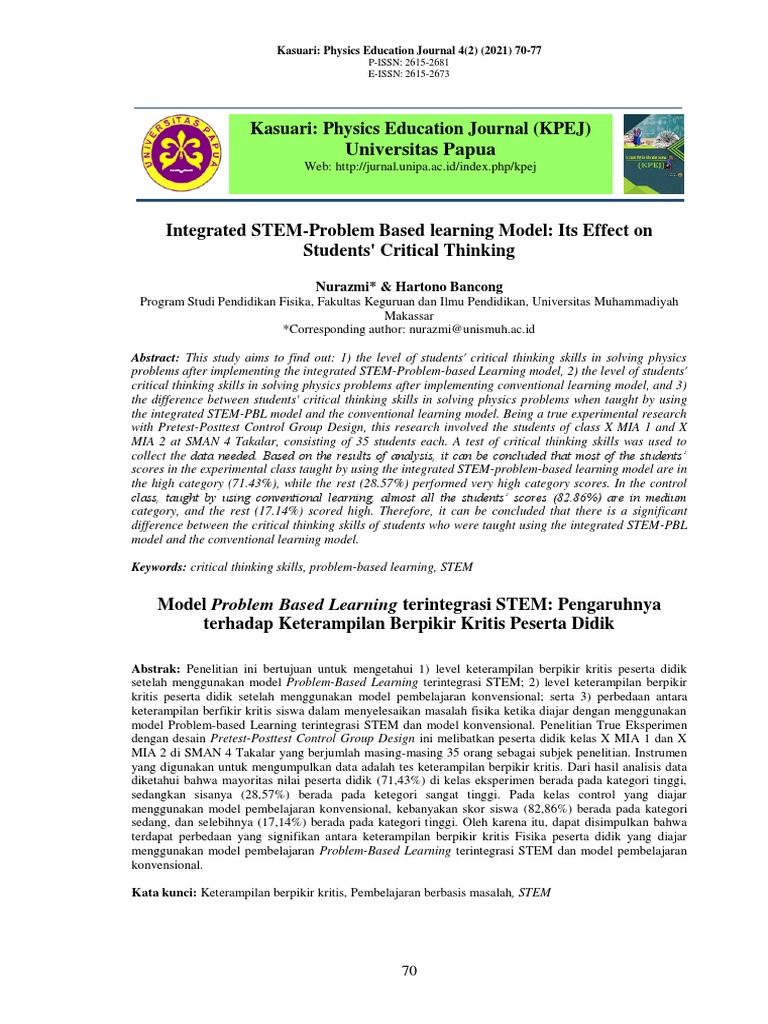 Kasuari: Physics Education Journal (KPEJ) : Universitas Papua | PDF ...