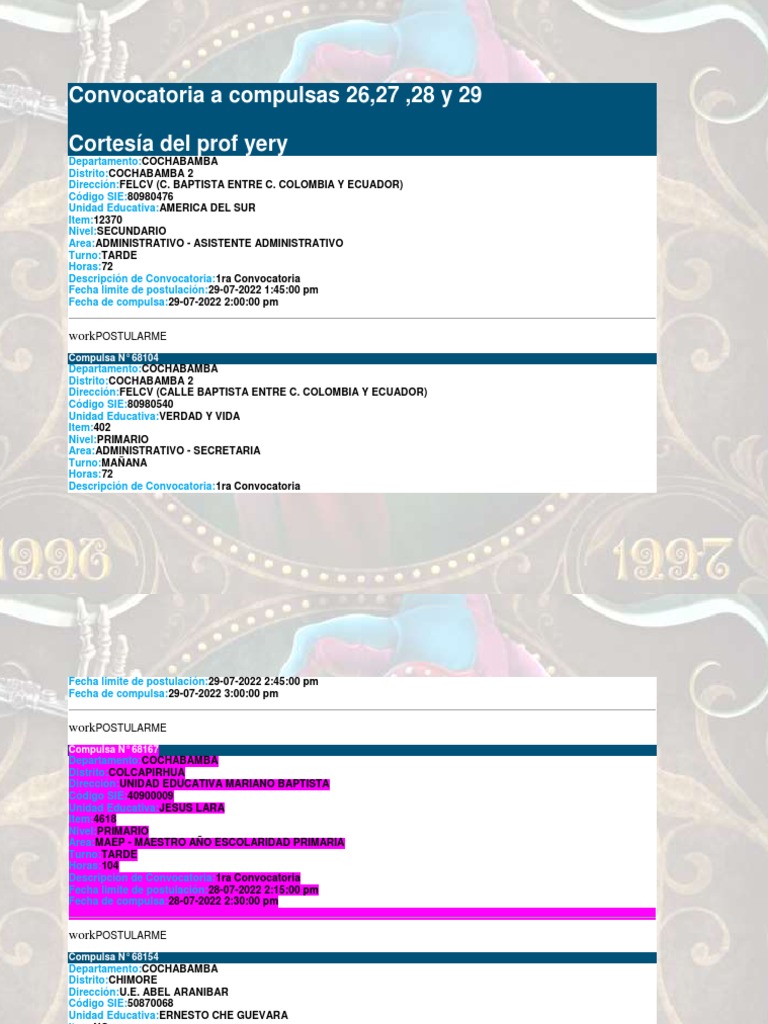 Compulsas 27,28 y 29 de Julio | PDF