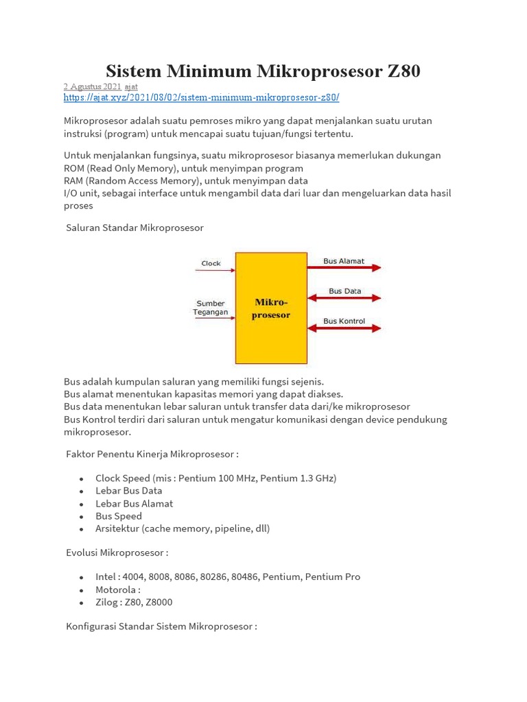 Materi MM (Sistem Minimum Mikroprosesor Z80) | PDF