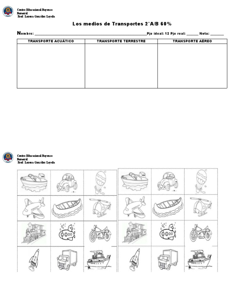 Los Medios de Transportes 2° Basico | PDF