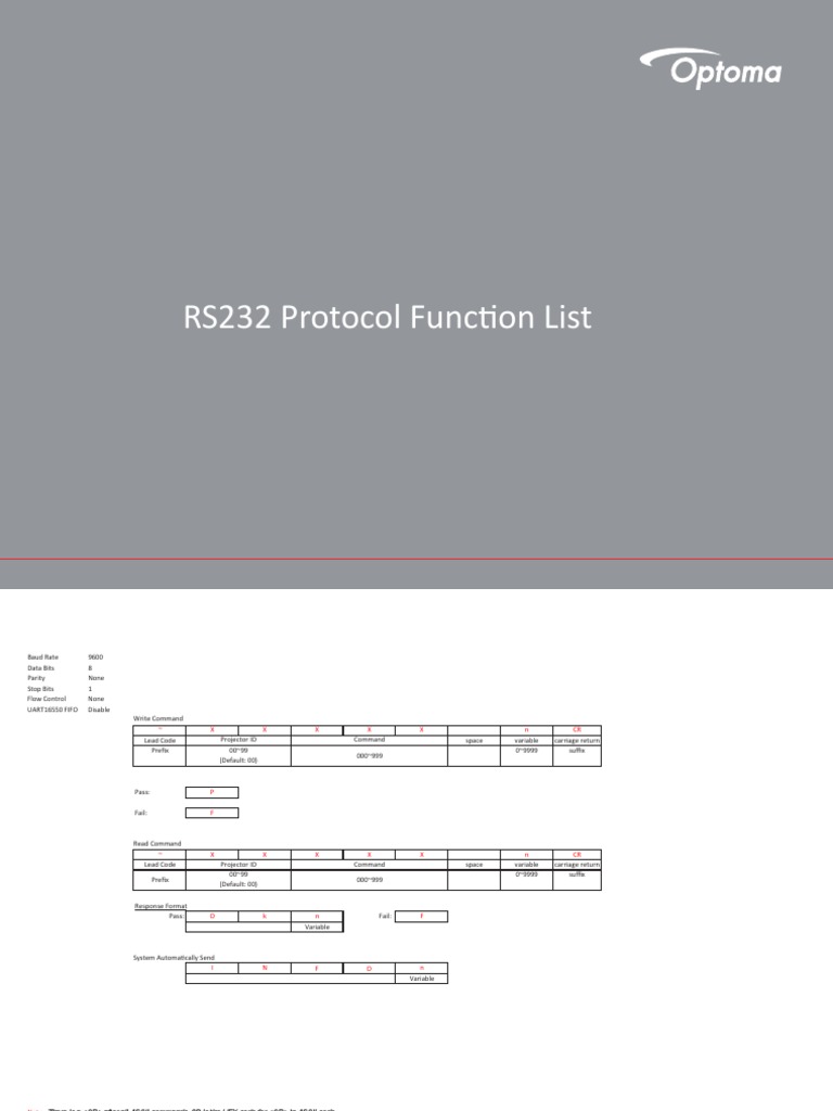 RS232 Protocol Function List RS232 Protocol Function List | PDF | Color | Computer Data