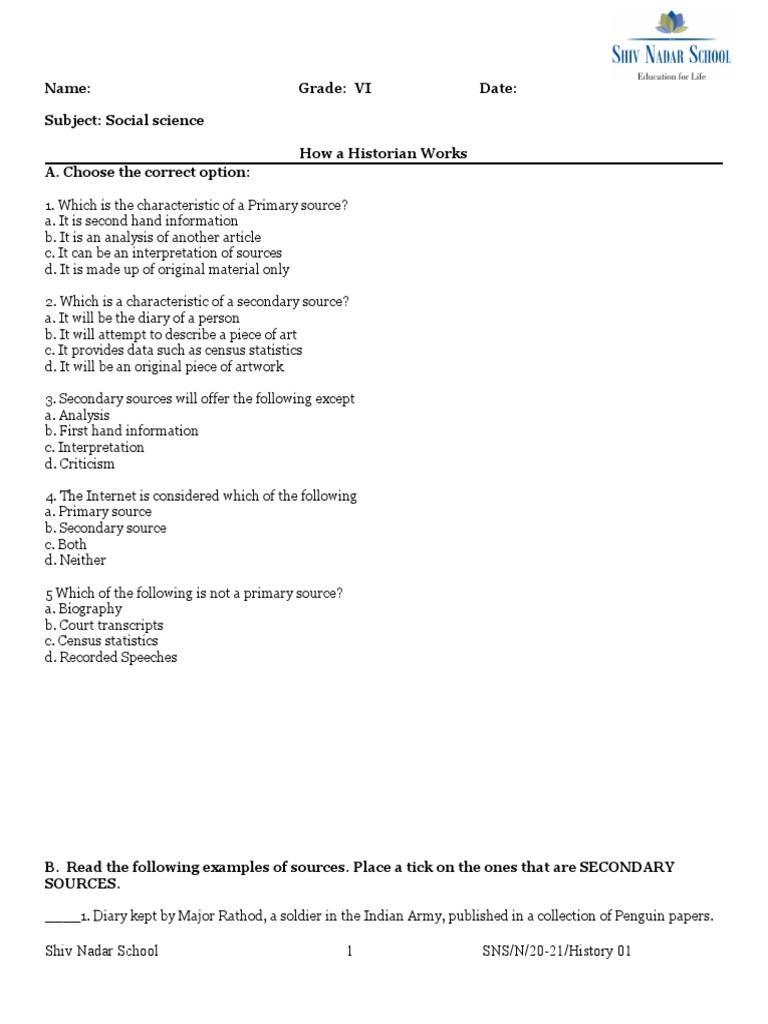 Primary and Secondary Sources Exit Ticket | PDF