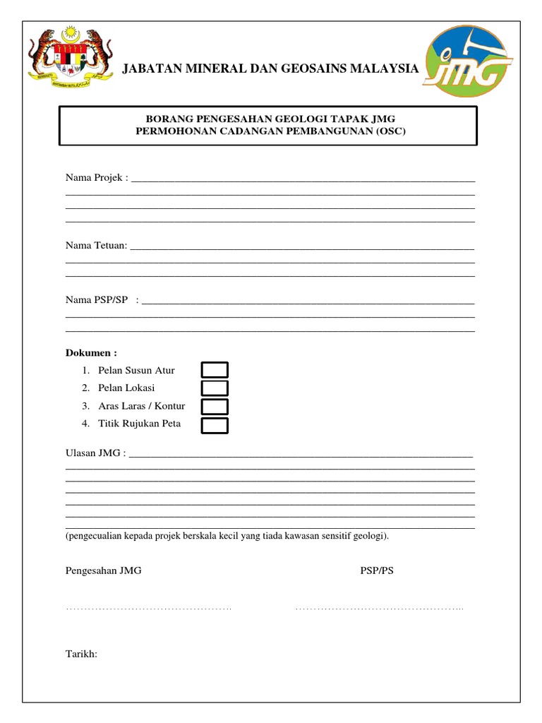 Lampiran (JMG Borang Pengesahan Geologi Tapak) - 0 | PDF