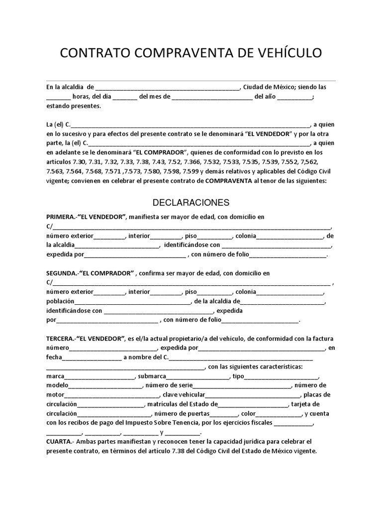 Formato Compraventa de Auto | PDF | Gobierno | Ley común