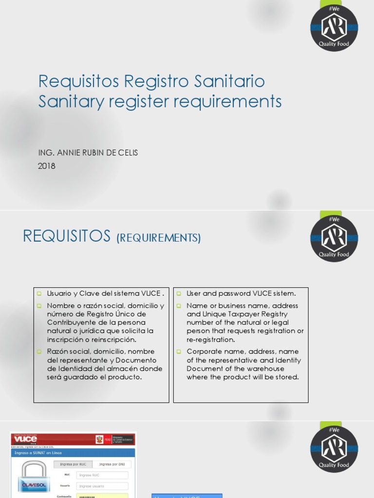 Sanitary registration requirements summary | PDF