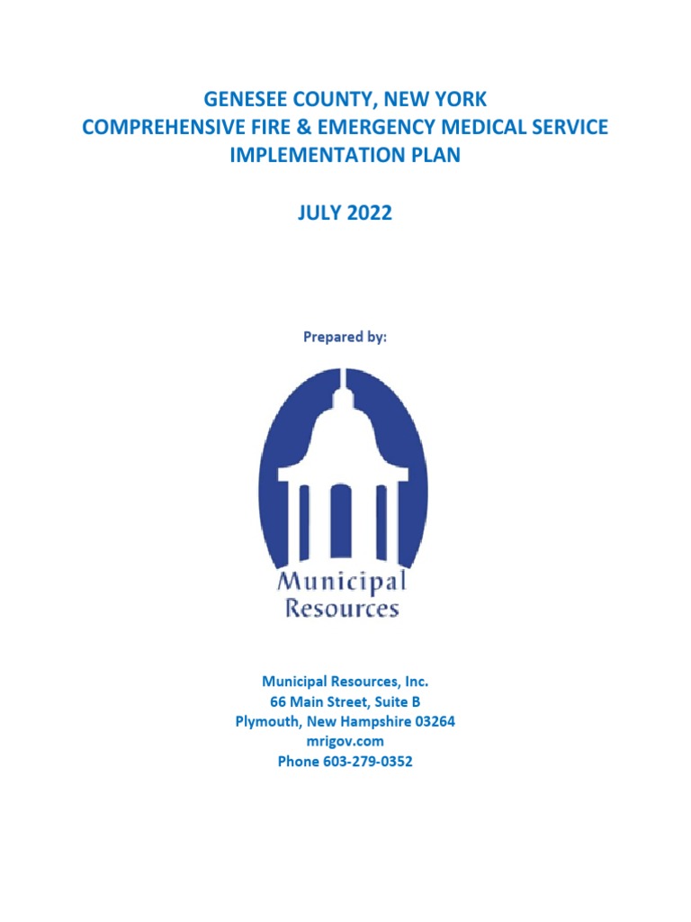 Genesee County Fire & EMS Implementation Plan (July 2022) | PDF ...