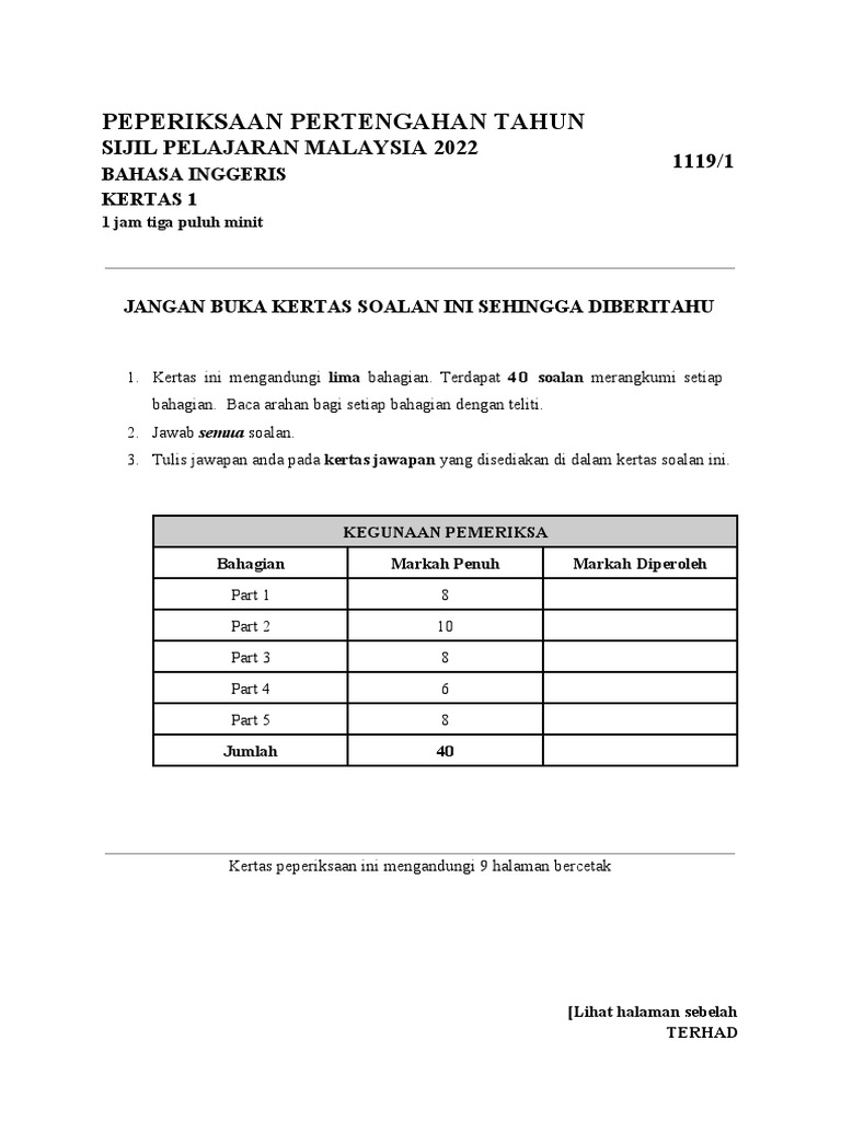 Kertas Trial English Smka & Sabk K2 Set 2 2021 | PDF | Communication | Linguistics