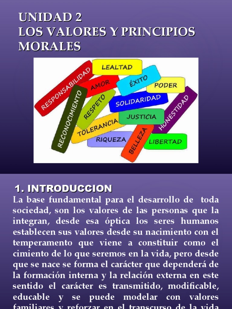 Unidad 2 Los Valores y Principios Morales | PDF | Moralidad ...