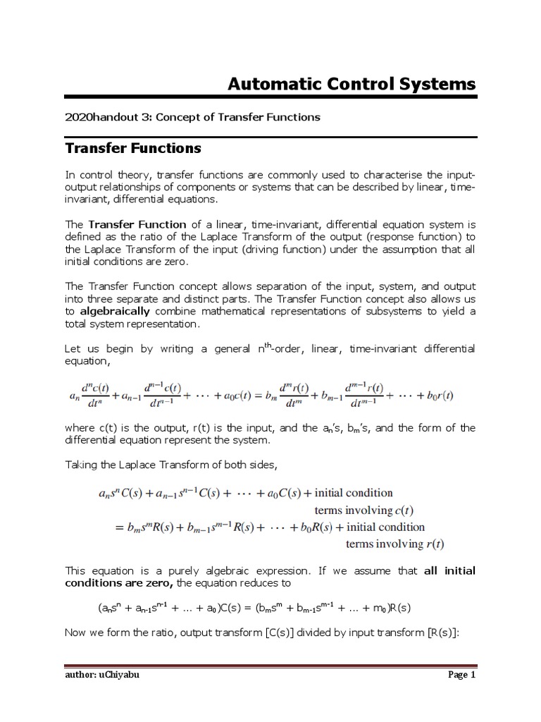 Automatic Control Systems: Transfer Functions | PDF | Electrical Network | Amplifier